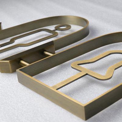 China Custom Metal Signs 3D Non-Illuminated Toilet Sign for Luxury Hotel Wayfinding for sale