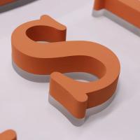 China Acrylic Backlit LED Channel Letters Stainless Steel Orange Painted 3D Sign for sale