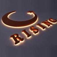 China Acrylic Backlit LED Channel Letters Stainless Steel Orange Painted 3D Sign for sale