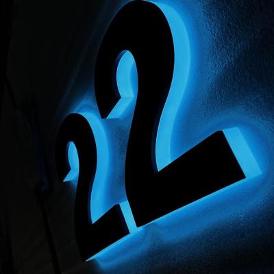 China Custom 3D Stainless Steel Acrylic Blue Backlit LED Letter Sign for sale