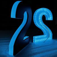 China Custom 3D Stainless Steel Acrylic Blue Backlit LED Letter Sign for sale