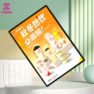 China Aluminum Frame Ultra-Thin LED Glass Lightbox Side Lit Poster Display Light Box For Advertising for sale