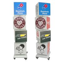 China Rotating LED Light Box Floor Stand — 3/4-Layer Cubic Display, Wall/Floor/Ceiling, Aluminum + LED Strip for sale