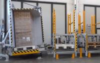 China JL DCS-PC Automatic Pallet Inverting Machine 180 Degree Turner System 2000kg Load Capacity 50-1600mm Height Range for sale