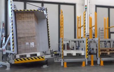 China JL DCS-PC Automatic Pallet Inverting Machine 180 Degree Turner System 2000kg Load Capacity 50-1600mm Height Range for sale