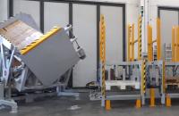 China JL DCS-PC Automatic Pallet Inverting Machine 180 Degree Turner System 2000kg Load Capacity 50-1600mm Height Range for sale