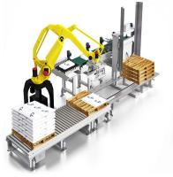 China Fully Automatic Robot Palletizing System for Boxes and Bags - 10-50kg Capacity, 100-1200 Bags/Hour for sale