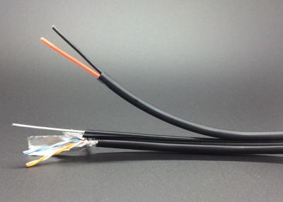 China FTP CAT5E+2C Lan Siamese Camera Cable DC Power 2 Pair With Drop Steel for sale
