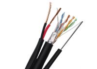 China FTP CAT5E+2C+MS Outdoor Siamese Cable With Galvanized Steel Messenger Drop Wire for sale