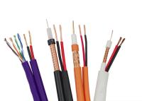 China UTP CAT5E+2DC Power Siamese Camera Cable 4 Pair Rip Cord 5.1 PVC Gray for sale