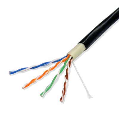 China Outdoor UTP Bulk CAT5E Cable 4 Pair Twisted Pass Fluke Test double Sheath PVC+PE for sale