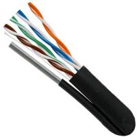 China PE UTP CAT5E MS1.2 Solid Steel Network Aerial Drop Cable , CAT5E Outdoor Shielded Cable for sale