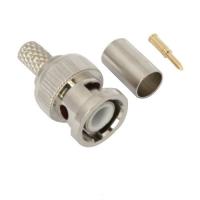 China Bayonet Nut Crimp on Male BNC Coaxial Cable Connector 3 Pieces for CCTV Wiring for sale