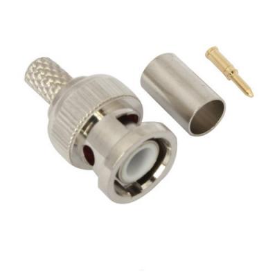 China Bayonet Nut Crimp on Male BNC Coaxial Cable Connector 3 Pieces for CCTV Wiring for sale
