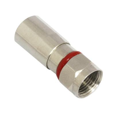 China Compression F Male Coaxial Cable Connector Red Ring RG6 RG59 Terminator CCTV CATV for sale