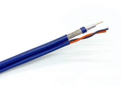 China RG6+2x0.75MM2 Power Complex Siamese Coax Cable Blue PVC Outer Jacket for sale
