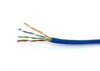 China 24AWG 4 Pairs Bare Copper Solid BC Bulk CAT5E Cable Indoor Blue PVC Twisted Wire for sale