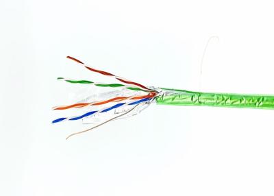 China 24AWG CAT5E Shielded Ethernet Cable , CAT5E FTP Cable Transparant Green PVC for sale