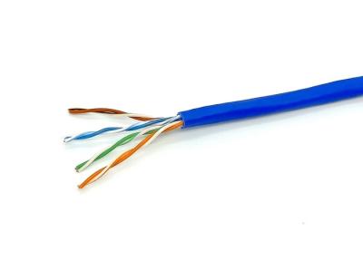 China 24AWG 4 Pairs Bare Copper Solid BC Bulk CAT5E Cable Indoor Blue PVC Twisted Wire for sale