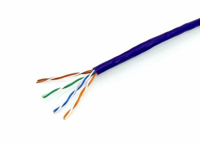 China Purple PVC Unshield 24AWG CAT5E Lan Cable , Bulk Network Cable 4 Pairs CCA/BC for sale