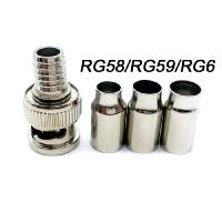 China BNC Male Crimp On Style Bayonet Nut Coaxial Cable Connector For RG58/ RG59/ RG6 CCTV for sale