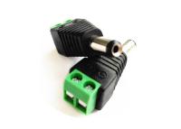 China Solar System CCTV Cable Accessories RG59 2.1mm Male Power Plug With Screw Terminals for sale