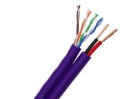 China UTP CAT5E+2DC Power Siamese Camera Cable 4 Pair Rip Cord 5.1 PVC Gray for sale