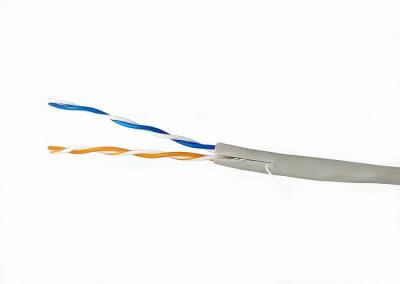 China Unshielded CAT5E 2 Pairs Twisted Bulk Cat5e Cable PR02 0.5 Pure Copper Gray PVC for sale