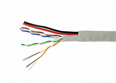 China CAT6+2x0.5MM2 Pure Copper Siamese Camera Cable , Round Shape Outdoor Bulk CCTV Wire for sale