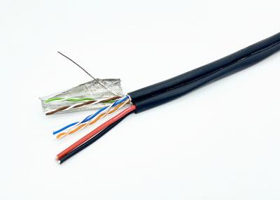 China FTP CAT5E+2C Power Siamese Camera Cable 4P Twisted 8 Figure Outdoor UV PE Video Wire for sale