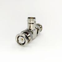 China BNC Coaxial Cable Connector T-Junction Male To 2 Female Adaptor For RG59 Wiring for sale