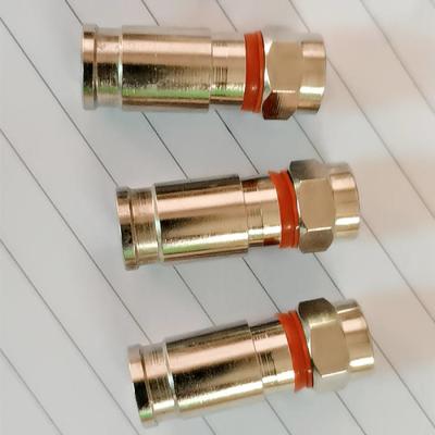China RG6U Coaxial Cable Connector for Satellite Brass Weatherproof Compression F Plug for sale