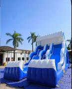 China Waves Water Two Inflatable Slides White And Blue With Two Pool for sale