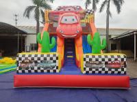 China Racing Car Theme Dry Inflatable Slides Customized 8x5x6m for sale