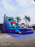 China Marble Wall Mushroom Kingdom Inflatable Water Slides With Pool for sale