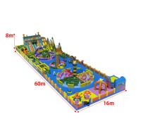 China Inflatable Large Theme Park With Maze Obstacles Big Slides Ball Pool for sale