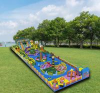 China Inflatable Large Theme Park With Maze Obstacles Big Slides Ball Pool for sale