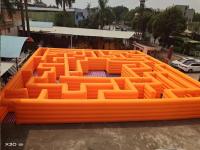 China Orange 100SQM Outdoor Park Playground Inflatable Maze For Rental Sale for sale