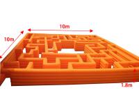 China Orange 100SQM Outdoor Park Playground Inflatable Maze For Rental Sale for sale