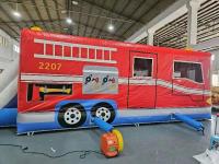 China Red And Blue Inflatable Car Bounce House Fire Truck Jumping Castle for sale