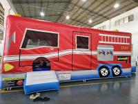 China Red And Blue Inflatable Car Bounce House Fire Truck Jumping Castle for sale