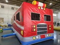 China Red And Blue Inflatable Car Bounce House Fire Truck Jumping Castle for sale