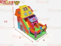 China Fun Park Dry Inflatable Bouncy Slides With Candy Shop Theme for sale