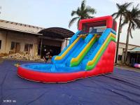 China Summer Blue Orange Inflatable Water Slides With Pool for sale