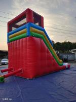 China Summer Blue Orange Inflatable Water Slides With Pool for sale