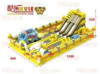 China Yellow Duck With Big Slides And Bouncy Jumping Inflatable Castle for sale
