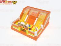 China Orange Inflatable Big Sliding Bouncy Castle With Small Obstacles for sale