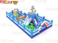 China Blue Ocean Theme Shark Inflatable Bouncy Playground With Clibing Slides for sale