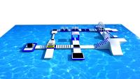 China PVC Tarpaulin Inflatable Obstacle Course Water Park Blue And White Customized for sale