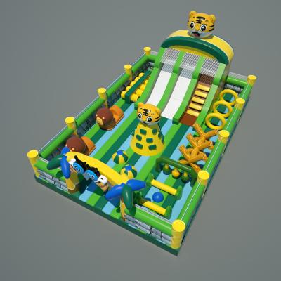 China Tiger Castle Inflatable Bounce House Playground (Green & Yellow ) for sale